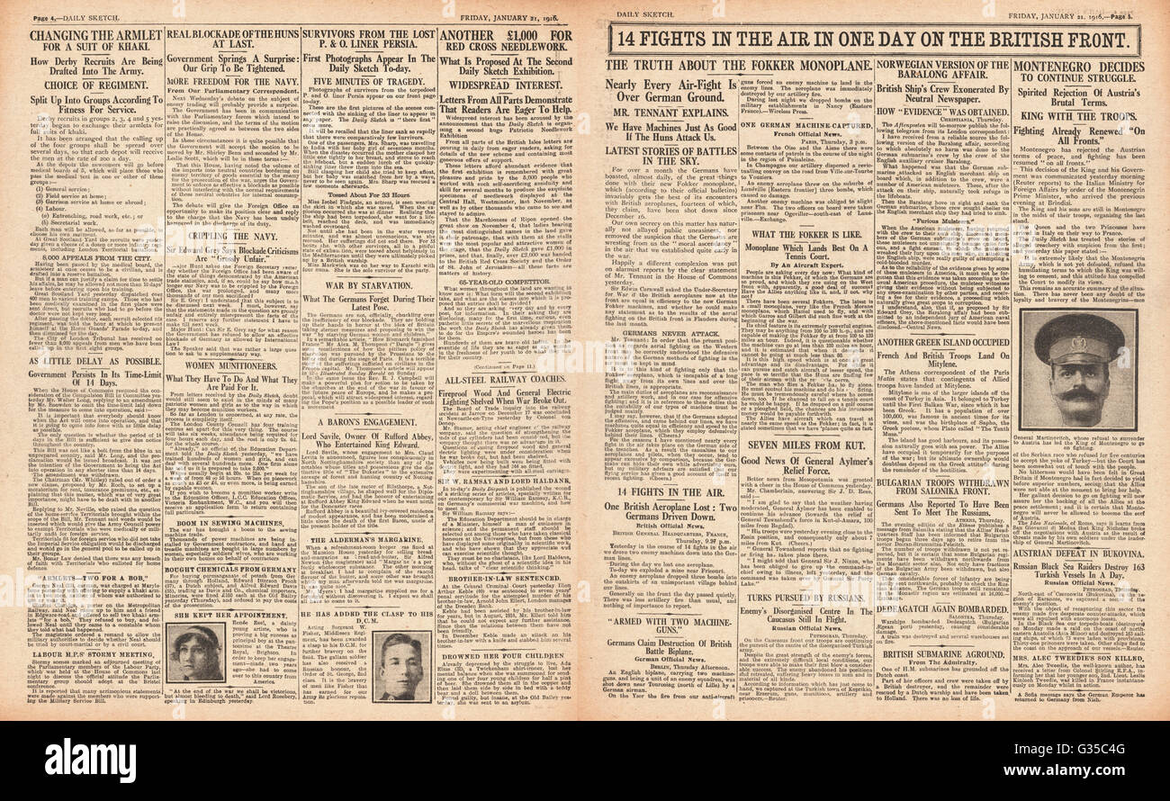 1916 Daily Sketch Air battles over the Western Front Stock Photo - Alamy