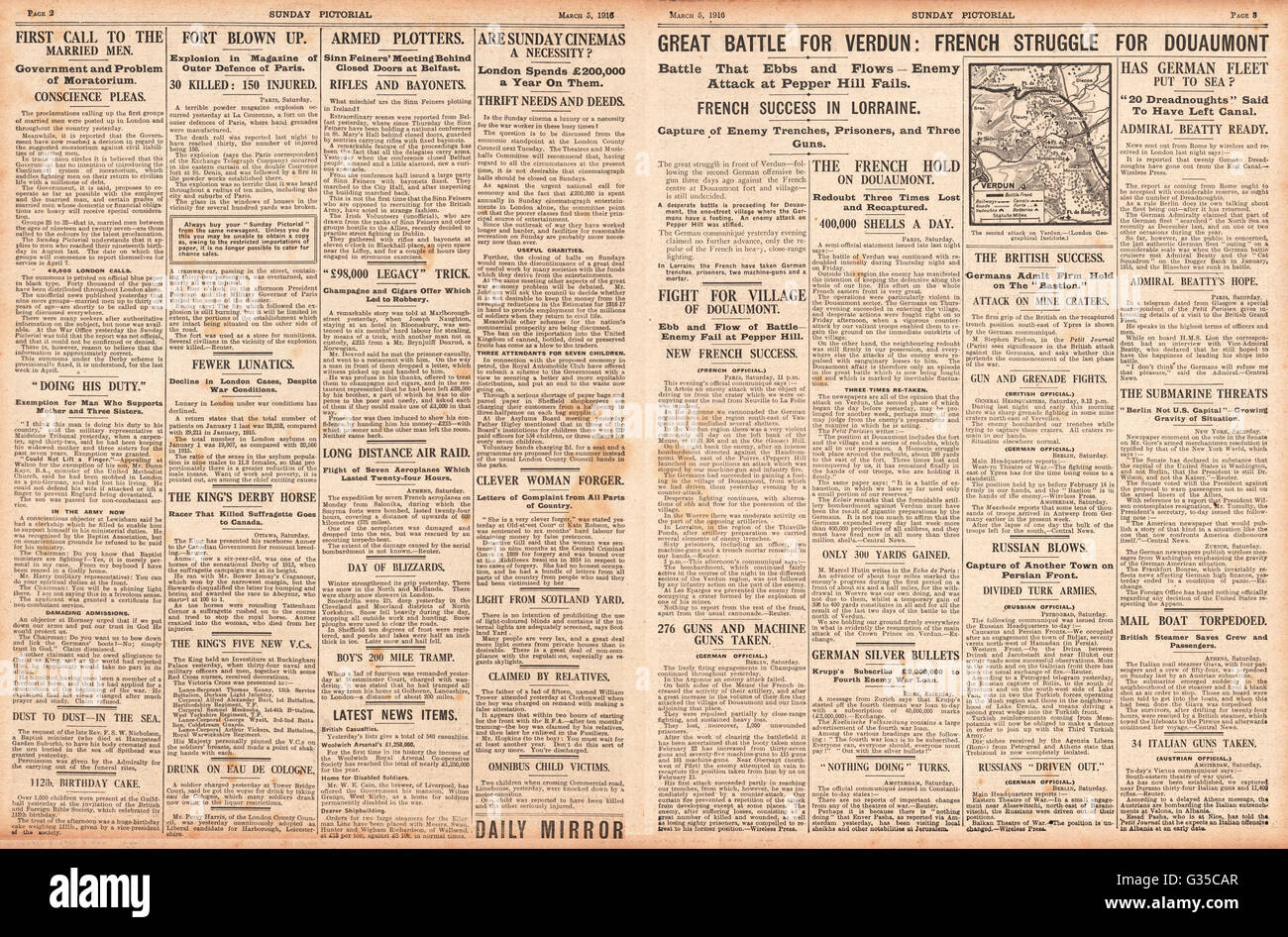 1916 Sunday Pictoriall Battle of Verdun Stock Photo - Alamy