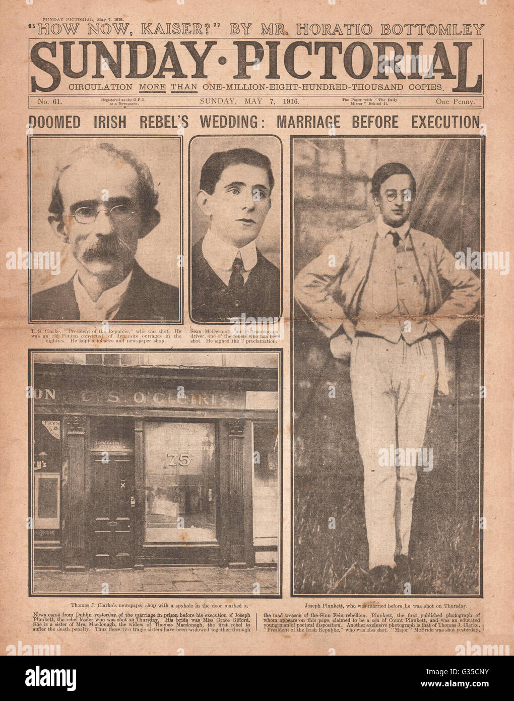 1916 Sunday Pictoriall Easter Rising rebel leaders executed Stock Photo ...