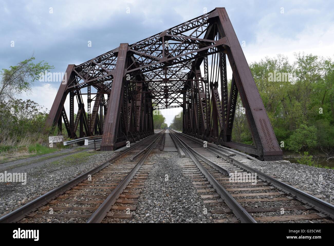 Railroad bridge and tracks Stock Photo - Alamy