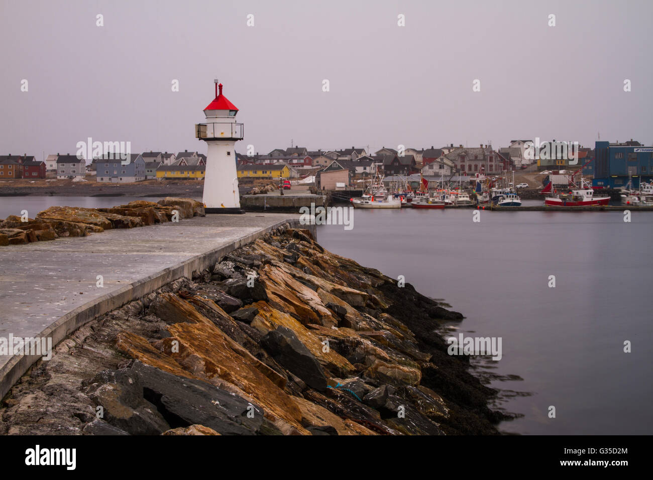 Vardø lighthouse and harbour, Norway Stock Photo - Alamy