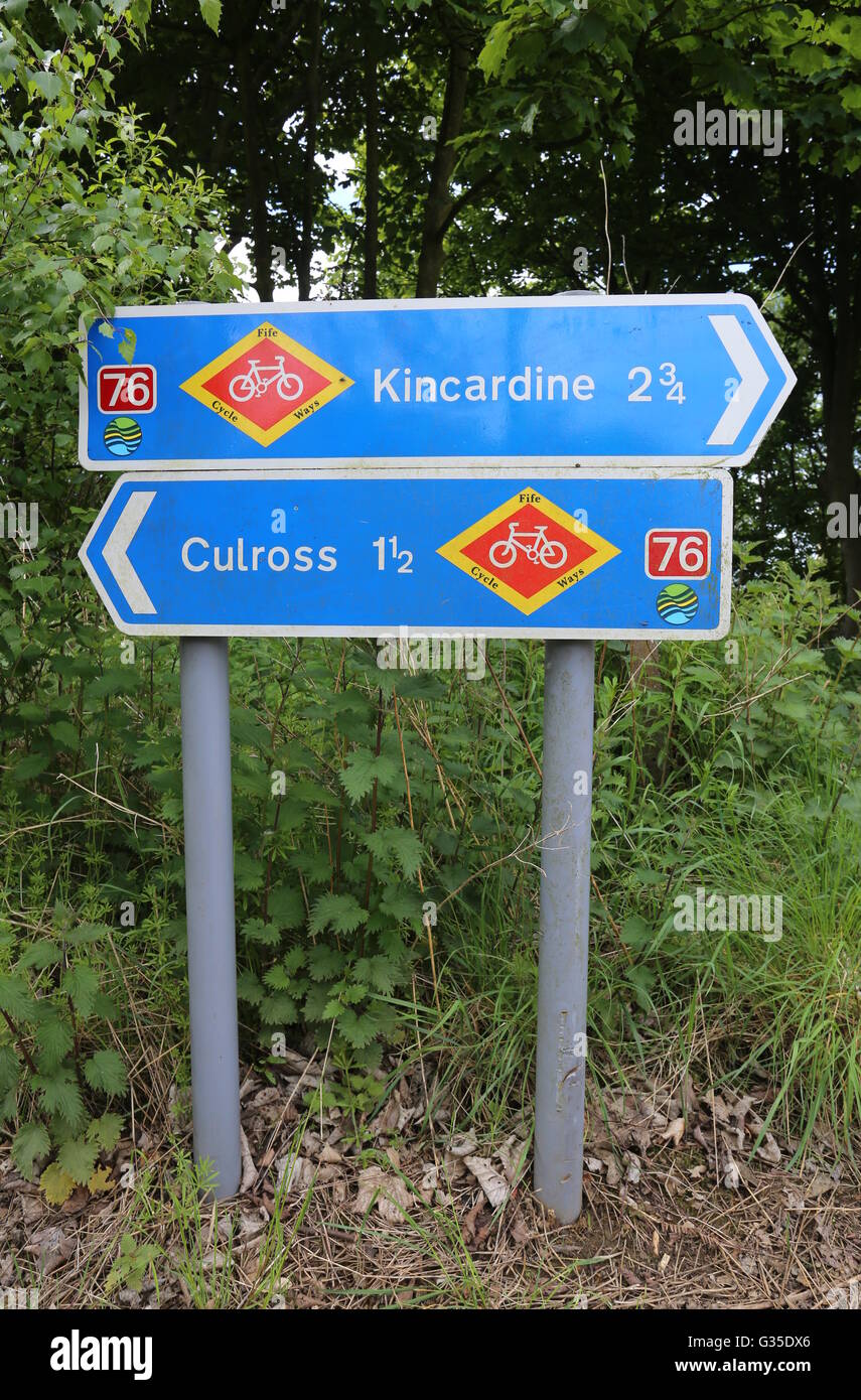 Cycle route 76 sign near Culross Scotland May 2016 Stock Photo - Alamy