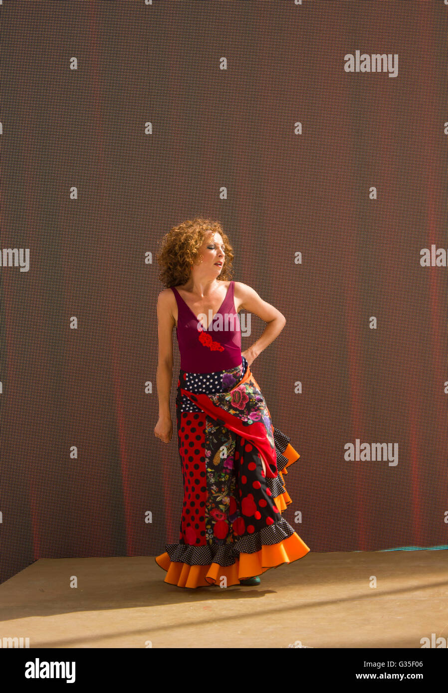 MILAN, ITALY - JUNE 29 2016: Spanish Tango dancer performance at Expo ...