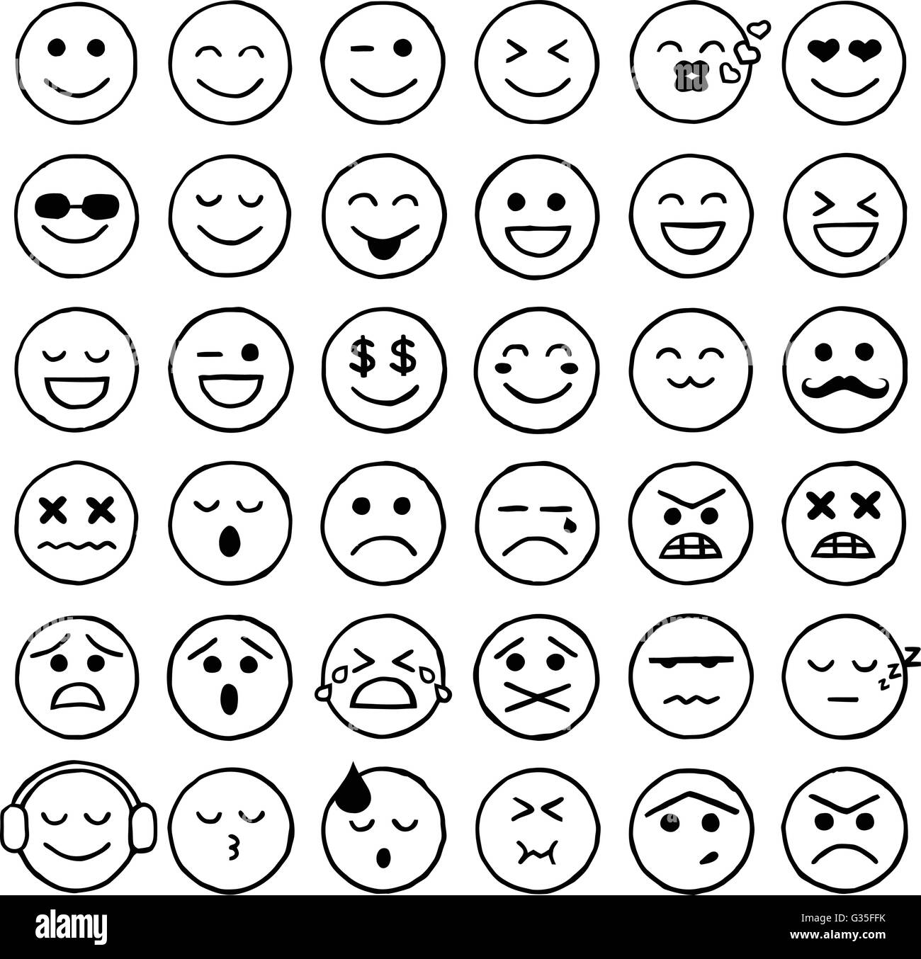 Smiley Icons Emoticons Facial Expressions Internet Stock Vector