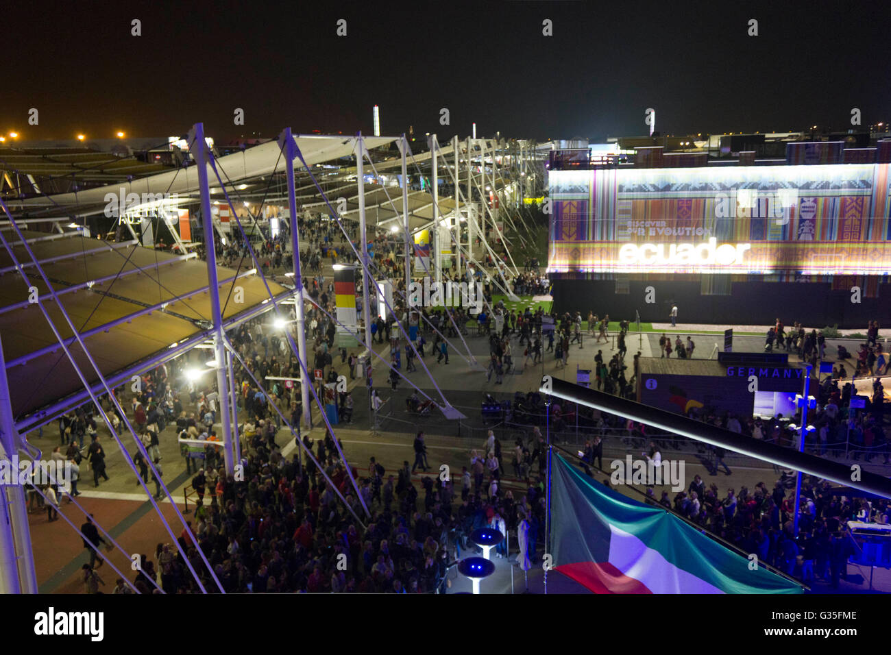 MILAN, ITALY - OCTOBER 12 2015: View from the top of Expo 2015 area at ...