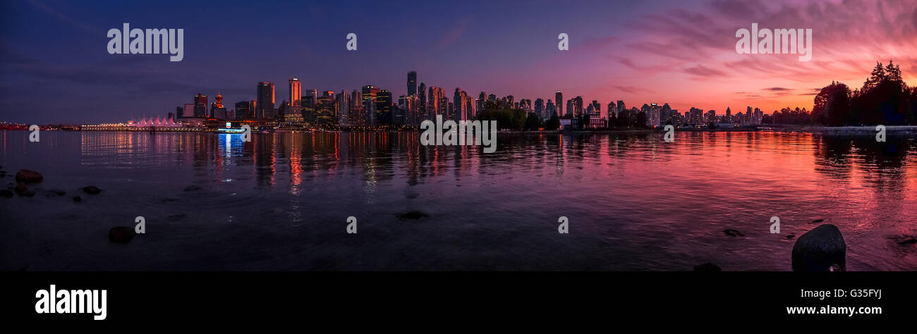 Panoramic view of impressive Vancouver skyline and harbor with ...