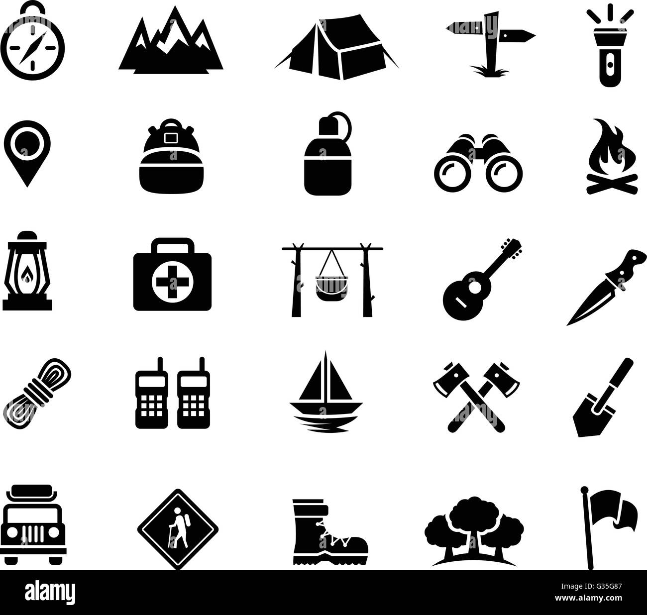 Camping, Outdoor Activity, Recreation, Icons Stock Vector Image & Art ...