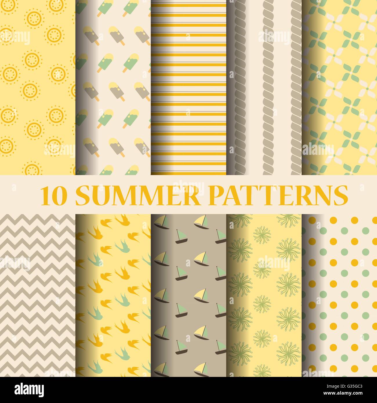 10 different summer patterns, Swatches, vector, Endless texture can be ...