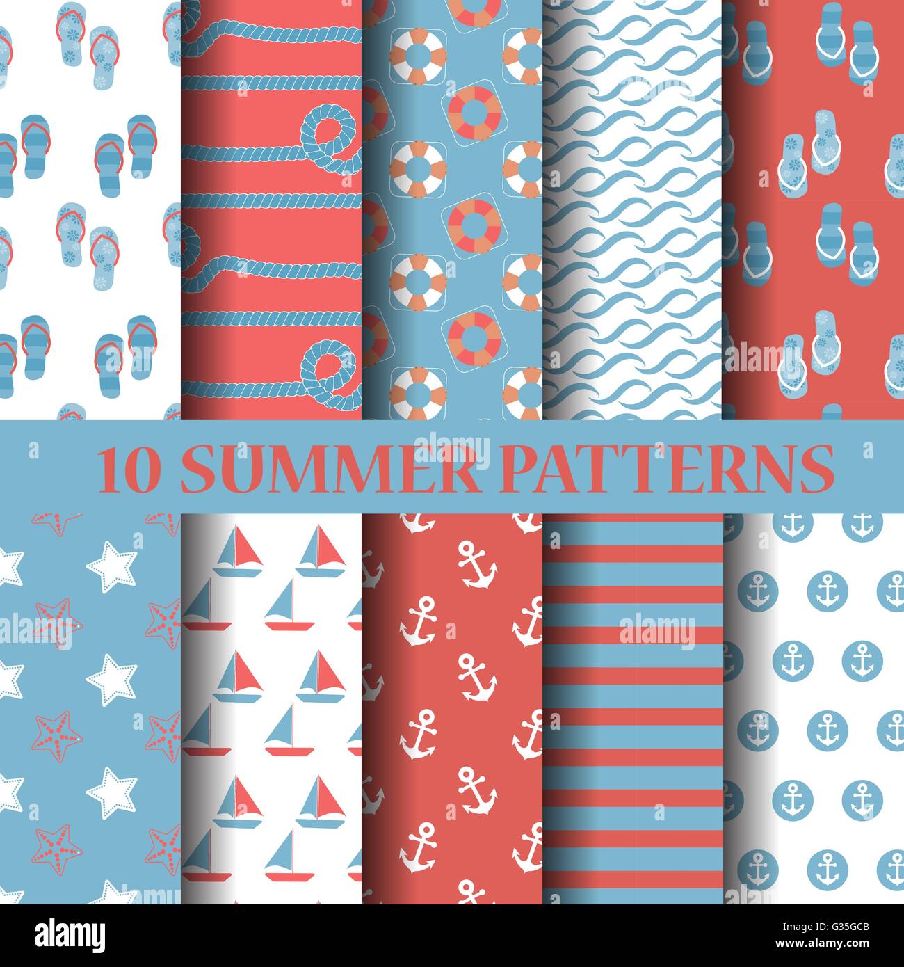 10 different summer patterns, Swatches, vector, Endless texture can be ...
