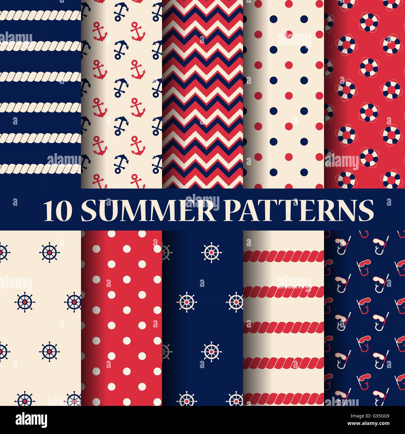 10 different summer patterns, Swatches, vector, Endless texture can be ...