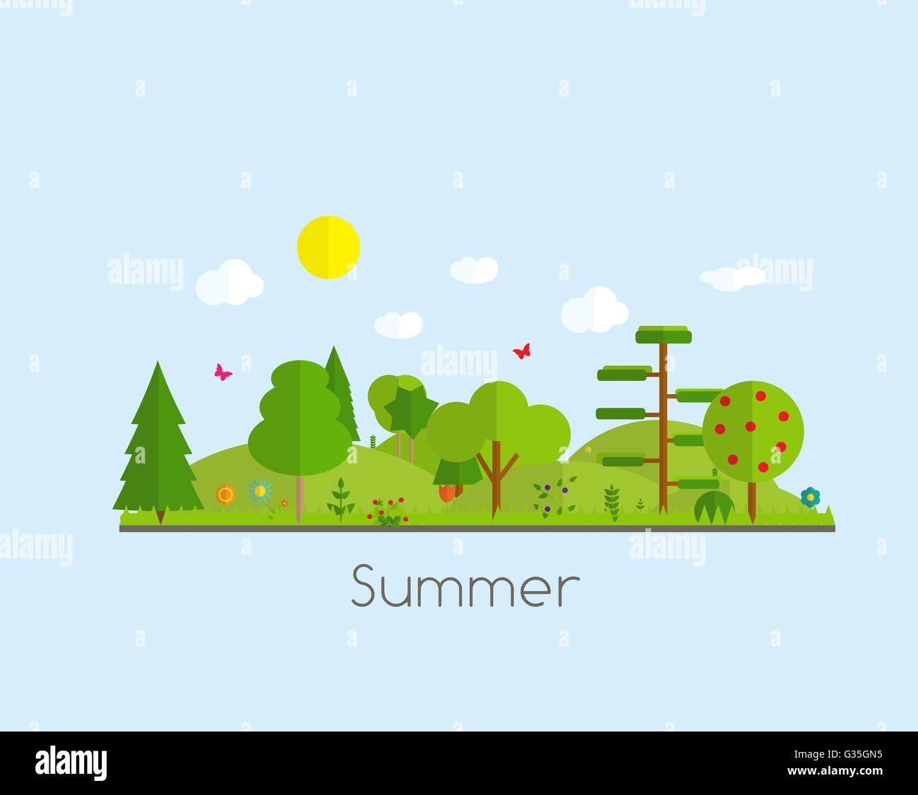 Summer Time Background in Modern Flat Design Stock Vector Image & Art ...