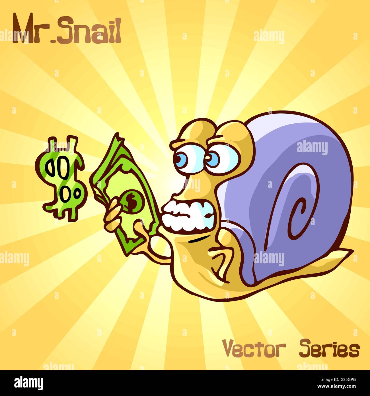 Mr. Snail with money. vector illustration Stock Vector Image & Art - Alamy