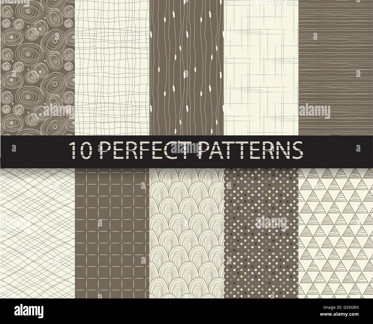10 different beautiful classic linear and dot patterns. Endless texture ...