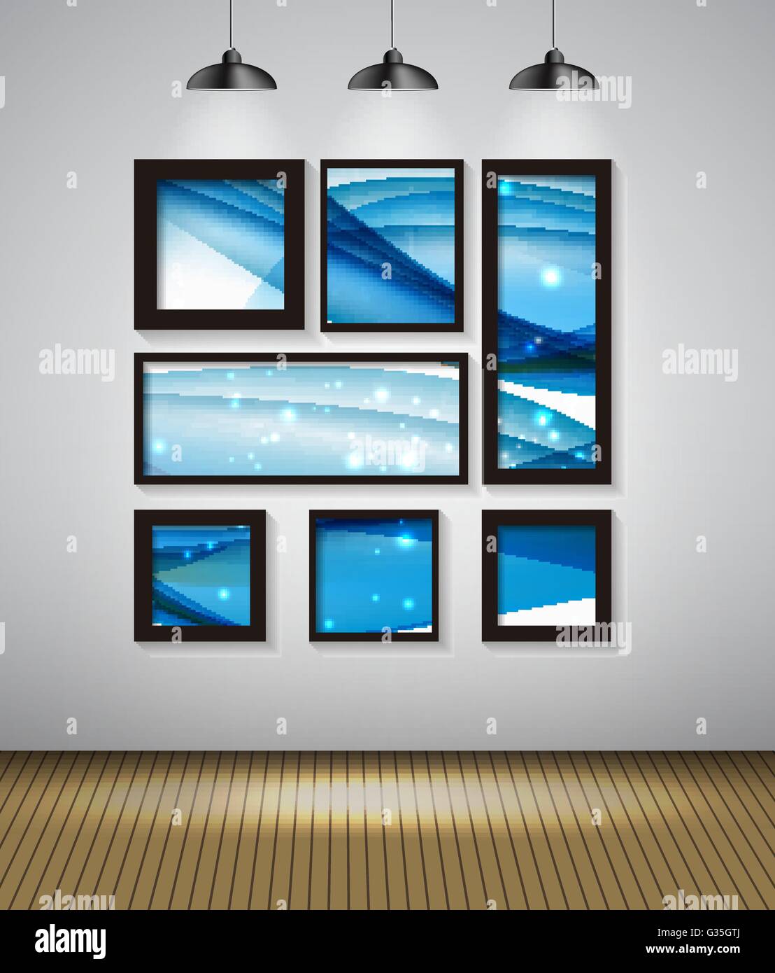 Abstract Gallery Background with Frame and Beautiful Wave. Vecto Stock ...