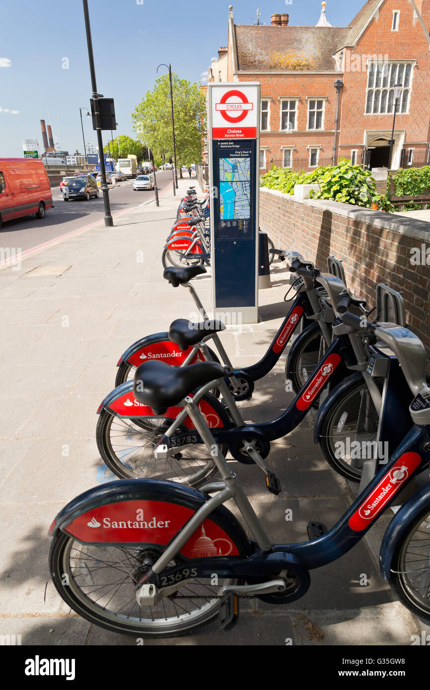 Self-service bicycle renting station, London, Chelsea, UK, Europe Stock ...