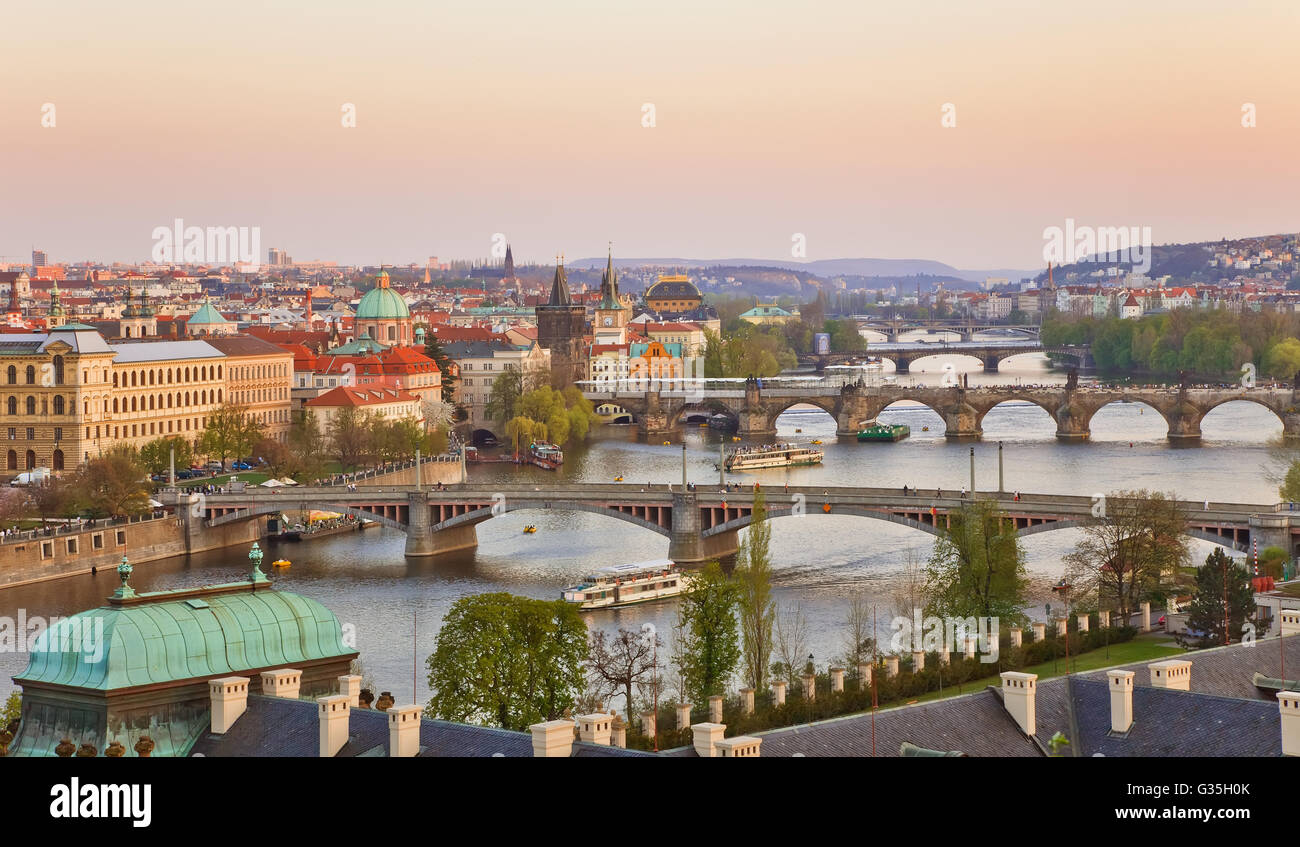 Prague at sunset Stock Photo - Alamy