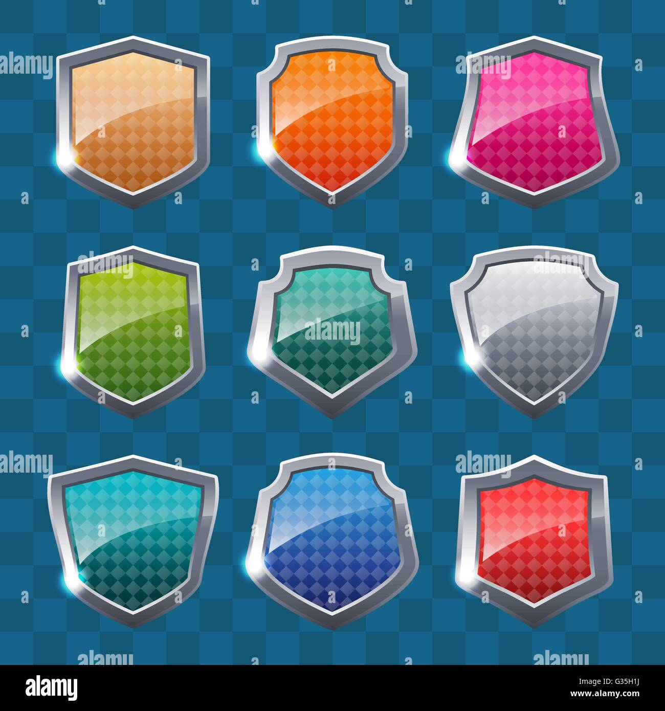 Collection of colorful shields on colorful background Stock Vector ...