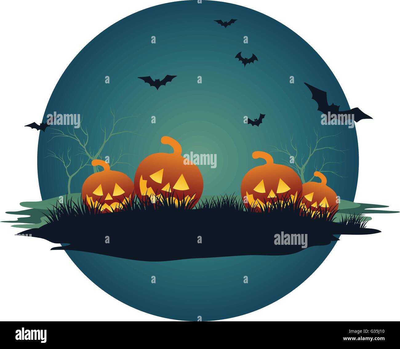 Halloween pumpkins and bat Stock Vector Image & Art - Alamy