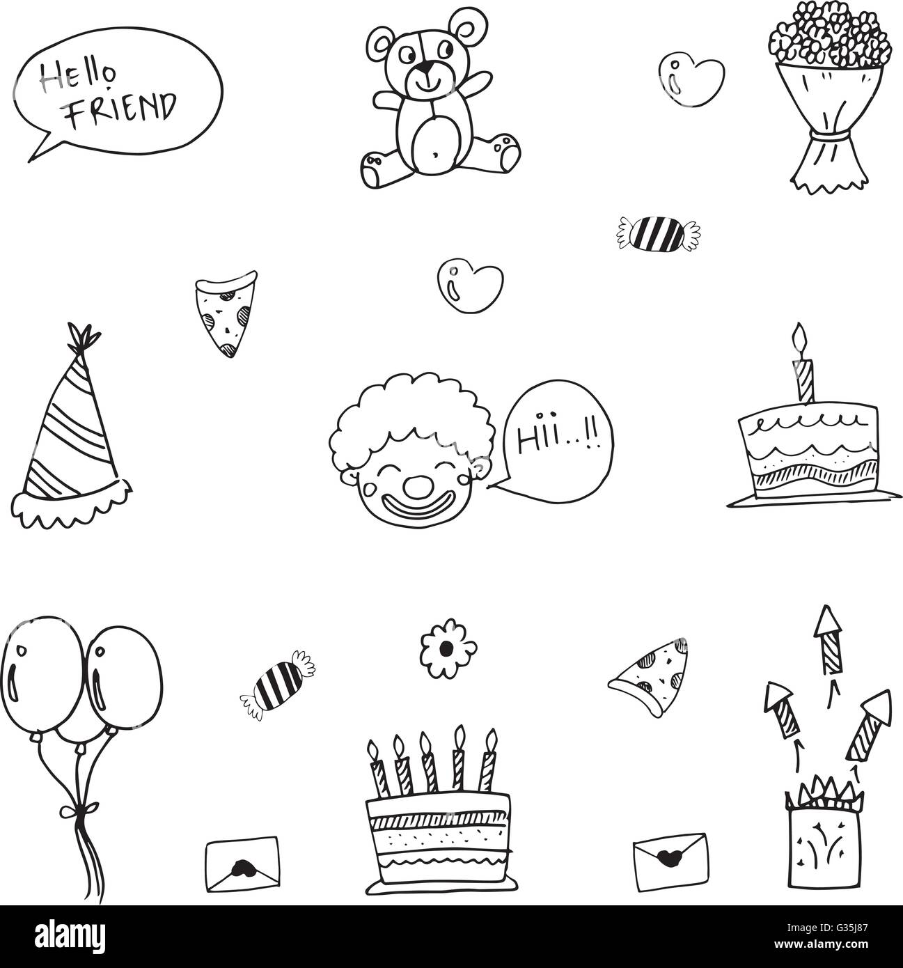 Funny doodle vector art birthday Stock Vector Image & Art - Alamy