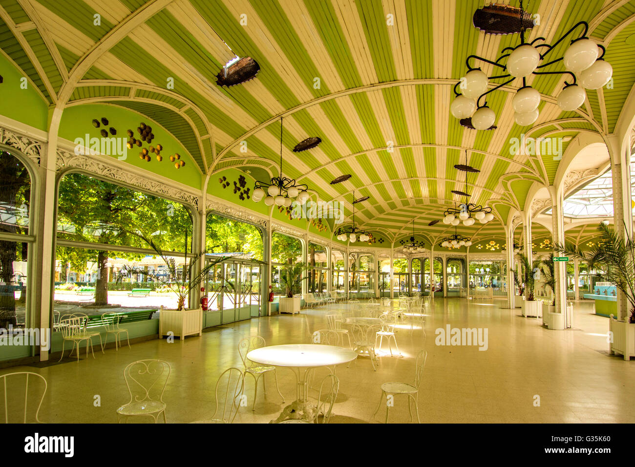 Vichy spa Halle des Sources / Hall of the Springs building in the park ...