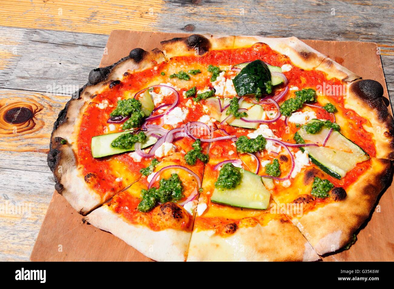 Pizza on the wood table hi-res stock photography and images - Alamy