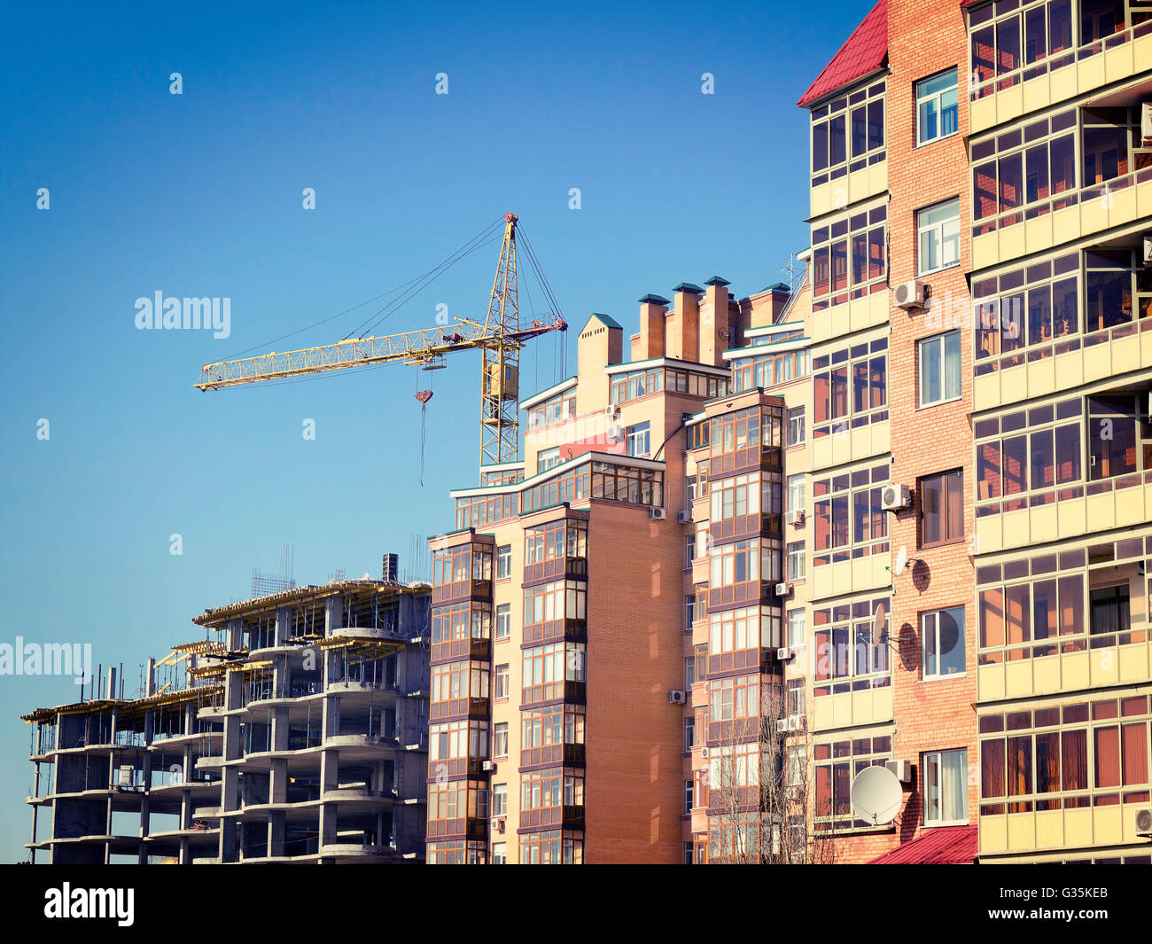 views of several high-rise buildings under construction district Stock ...