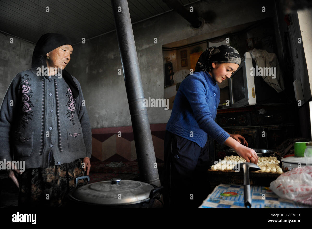 CHINA province Xinjiang, uighur villages around city Kashgar where ...