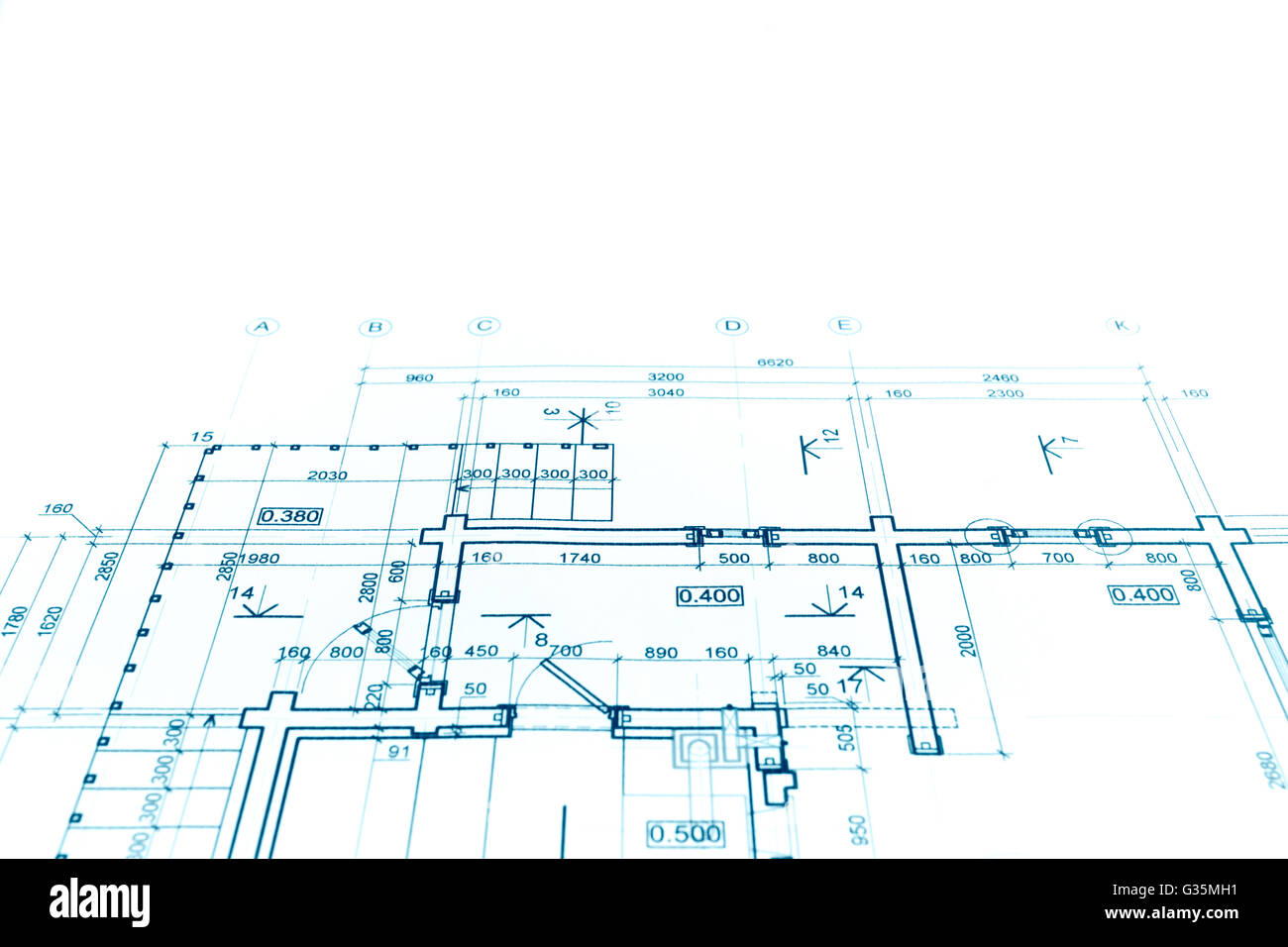 architectural project, construction plan blueprint, technical drawing ...