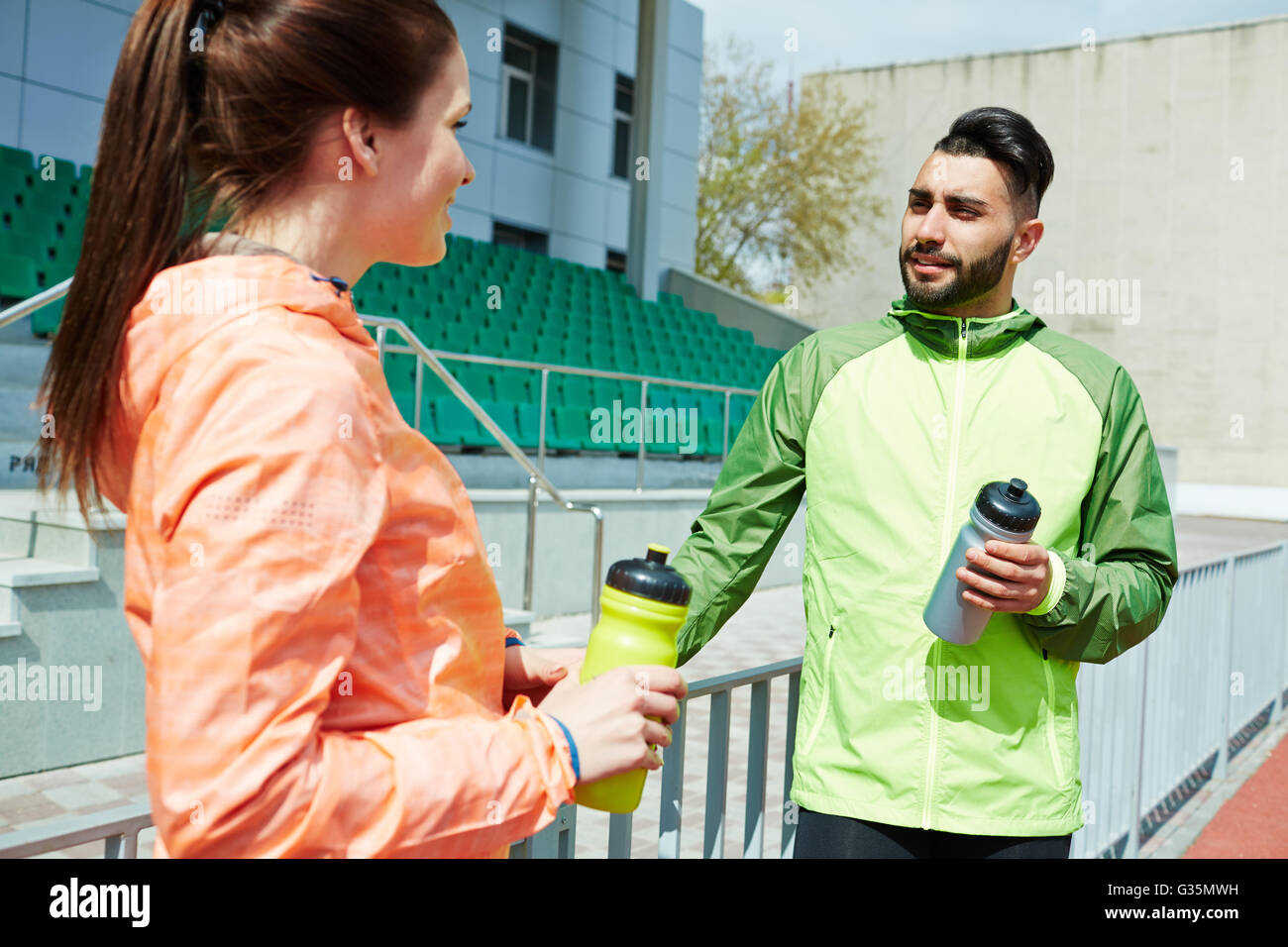 Refreshment after training Stock Photo - Alamy
