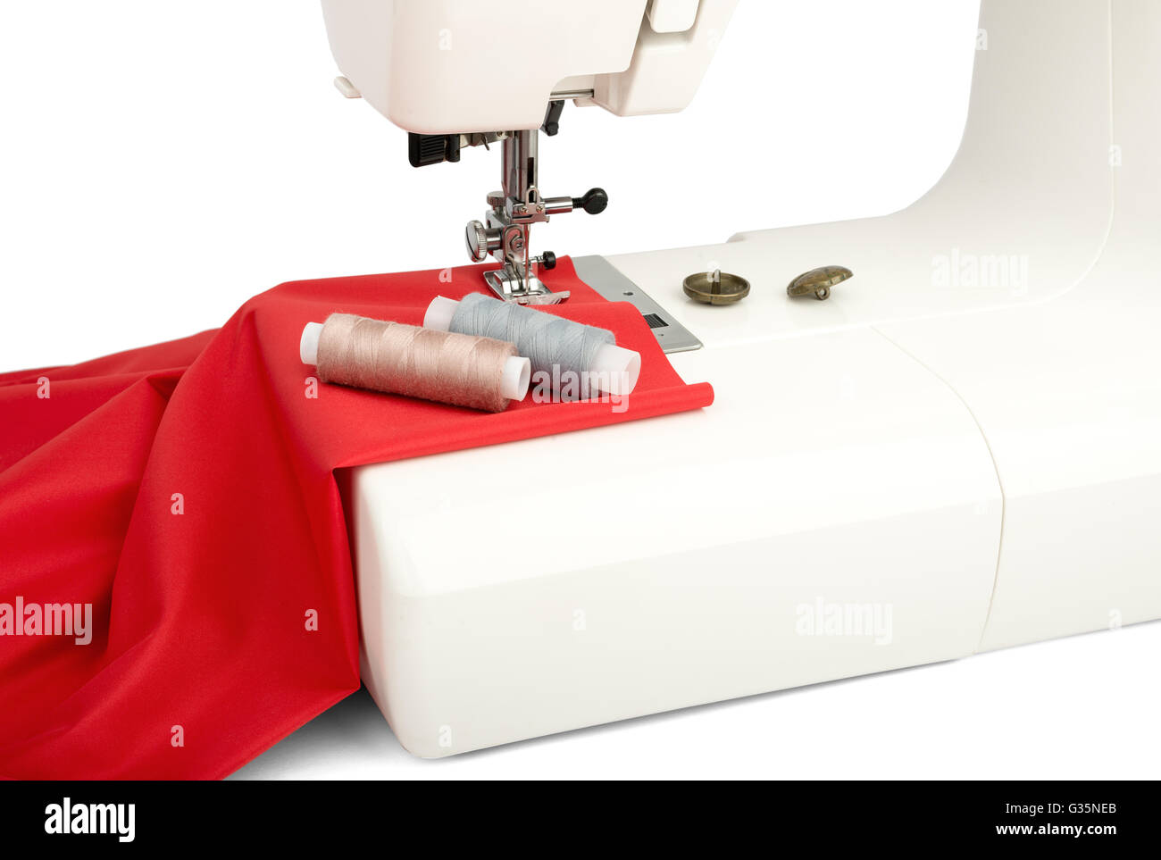 Sewing machine sews red thread hi-res stock photography and images - Alamy