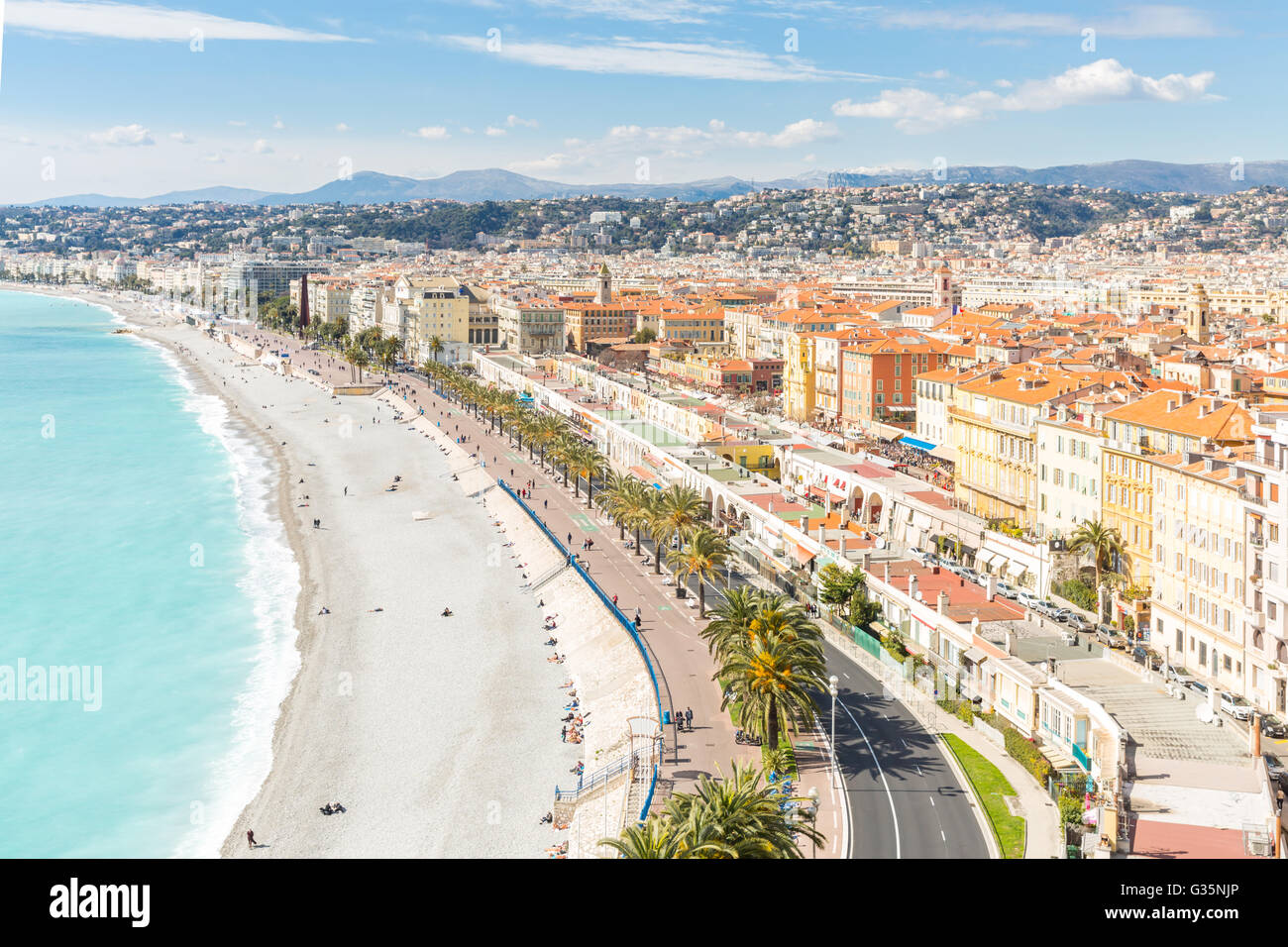 Nice Cote d'Azur Riviera France with mediterranean beach sea Stock ...