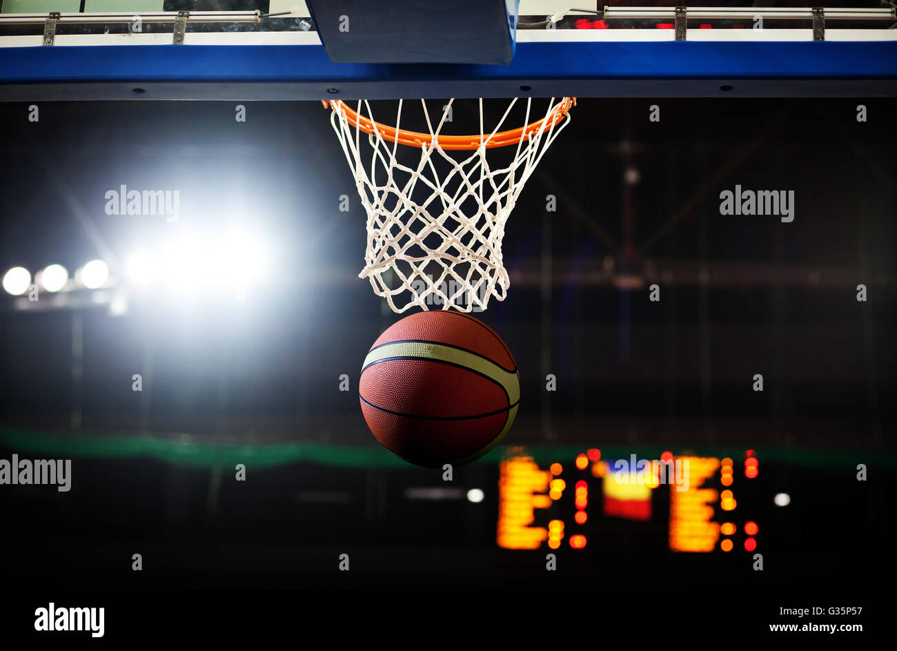 Nba basketball ball through hoop hi-res stock photography and images ...