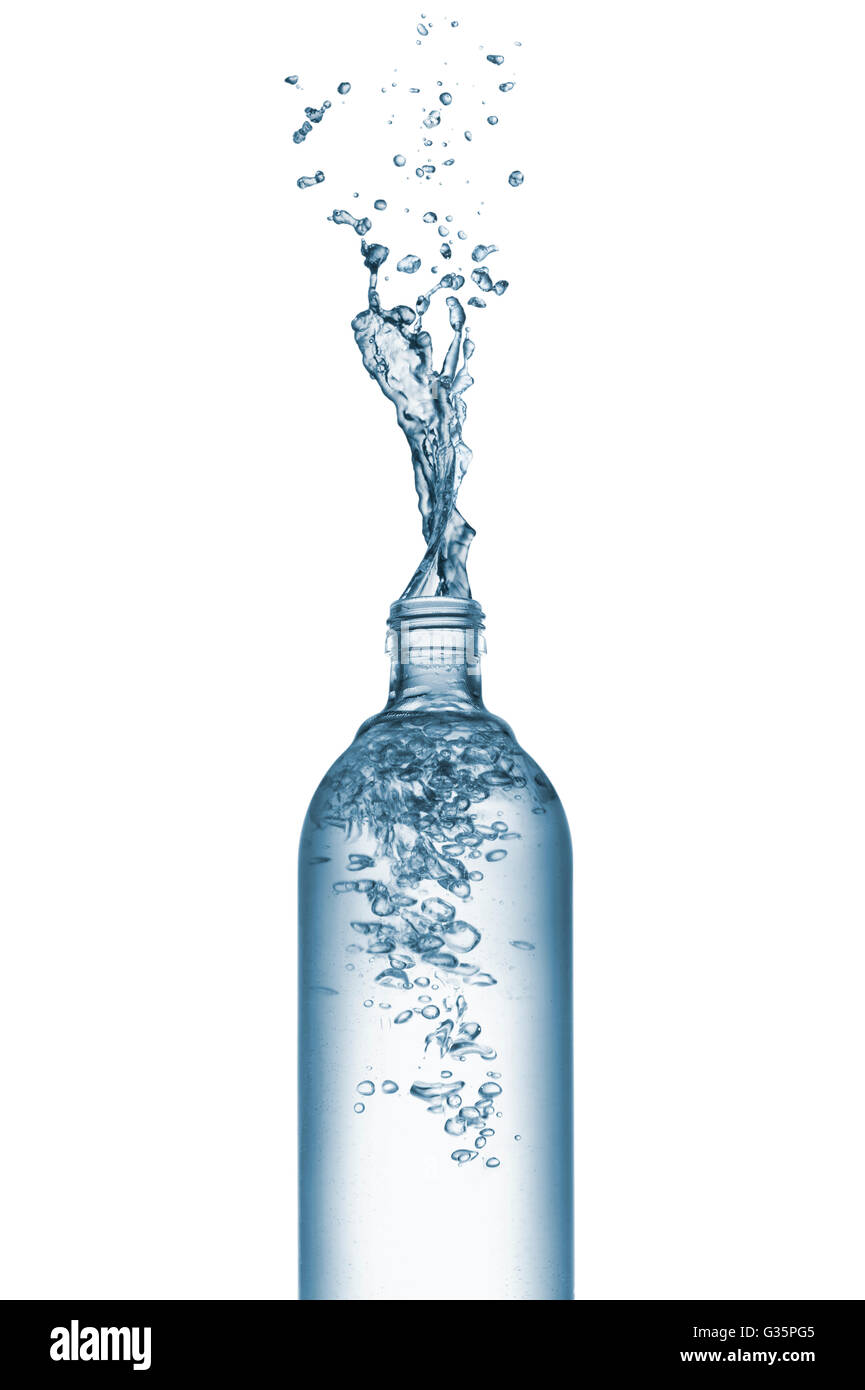 bottle of natural water with splash, isolated on white Stock Photo - Alamy