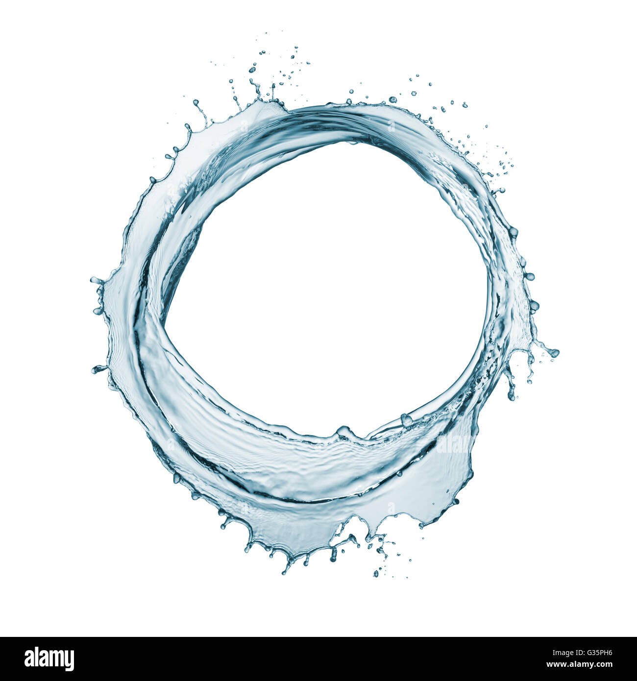 circle of natural water with splashing around, isolated on white Stock ...