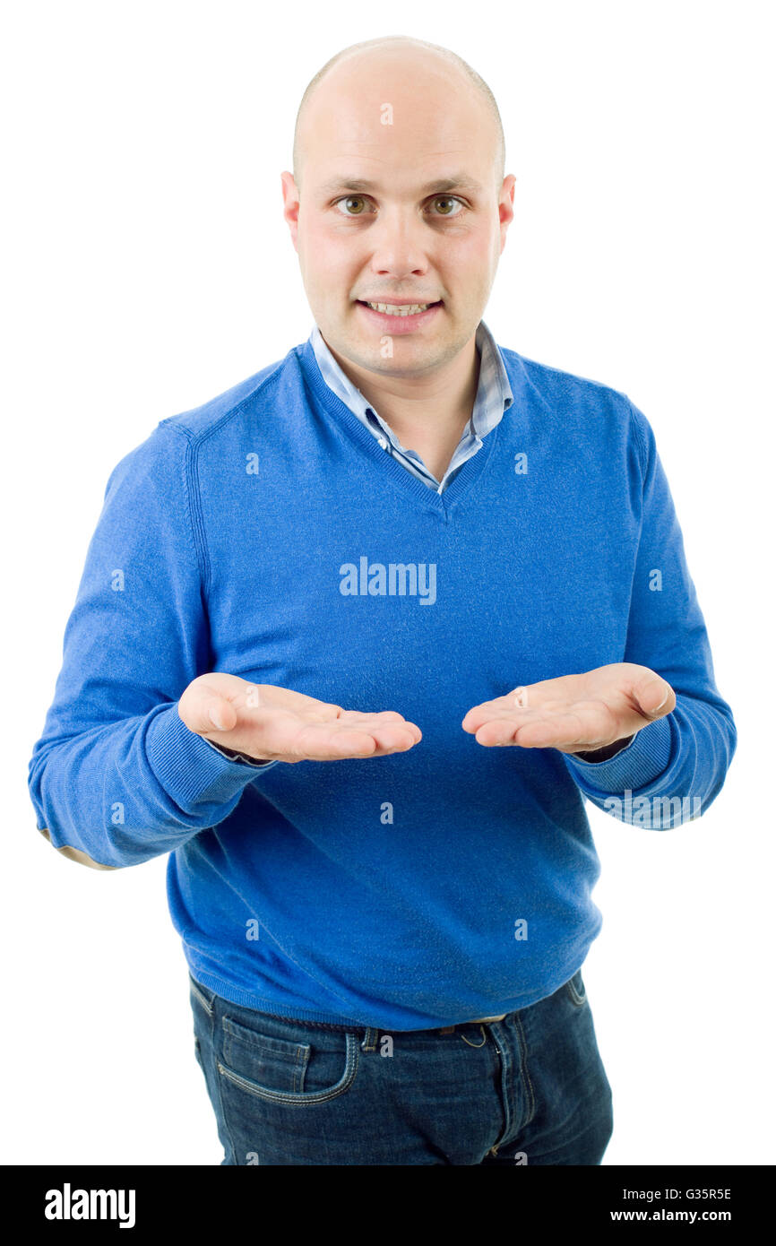Young man showing his palms, isolated on white background Stock Photo ...