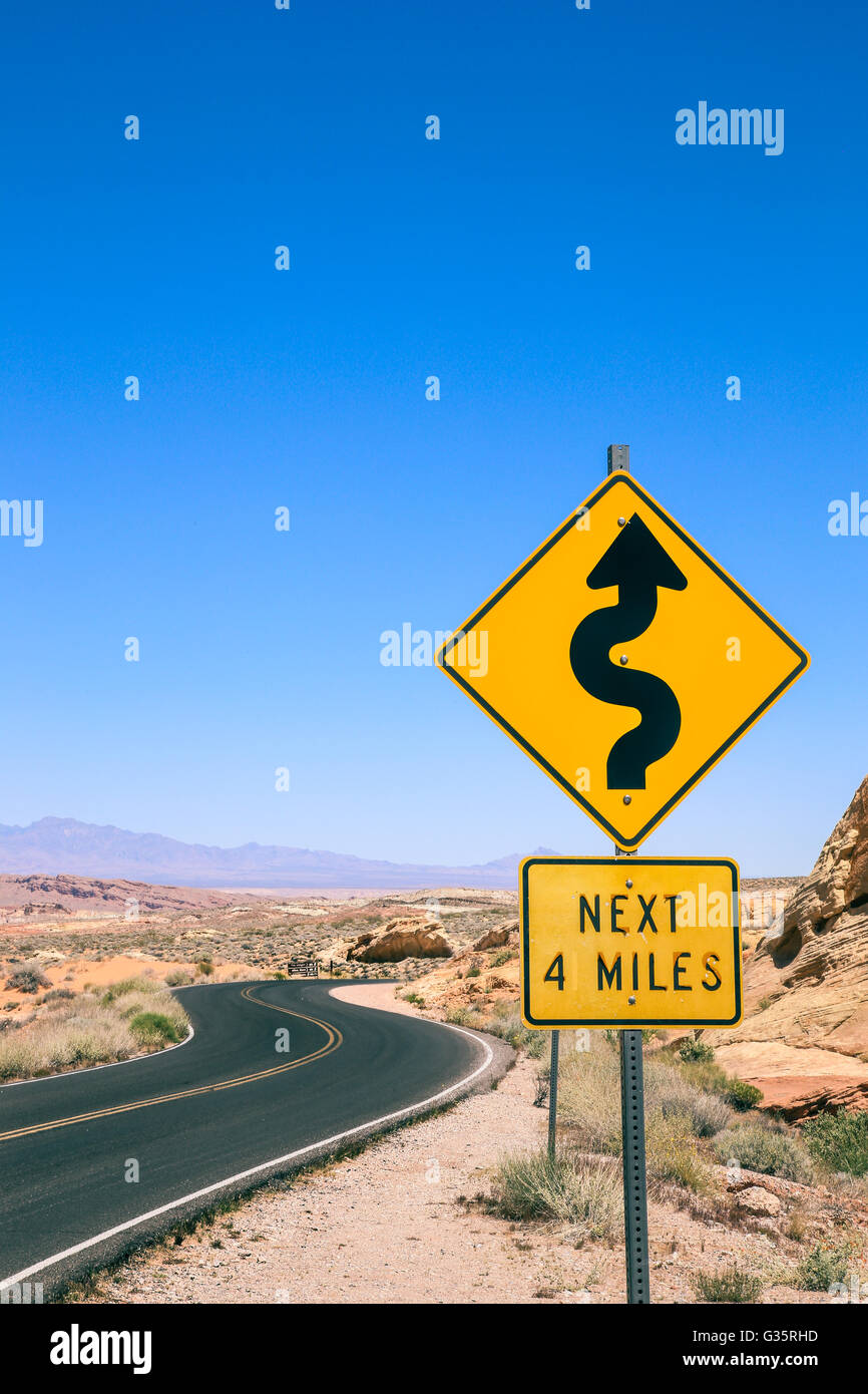 Desert highway signs, Nevada Stock Photo - Alamy