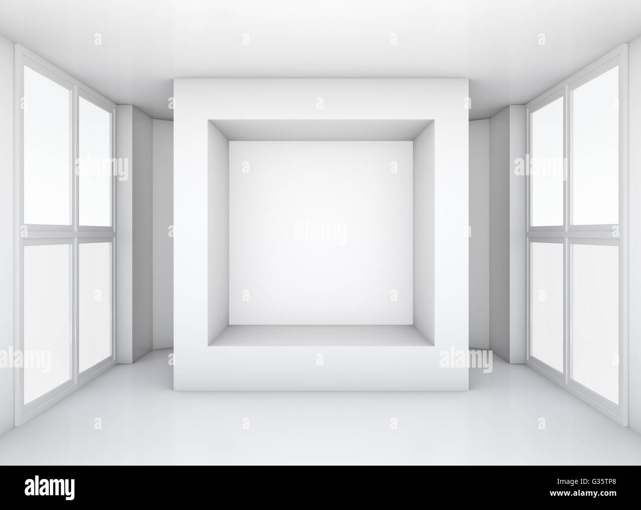 Display case. Showcase in room with windows Stock Photo - Alamy