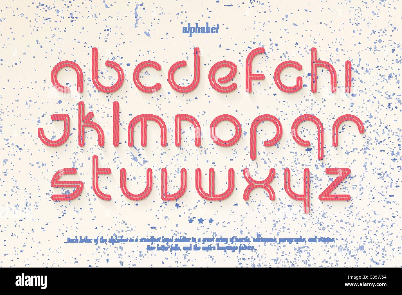 set of stylish, thin line alphabet letters over messy paper background ...