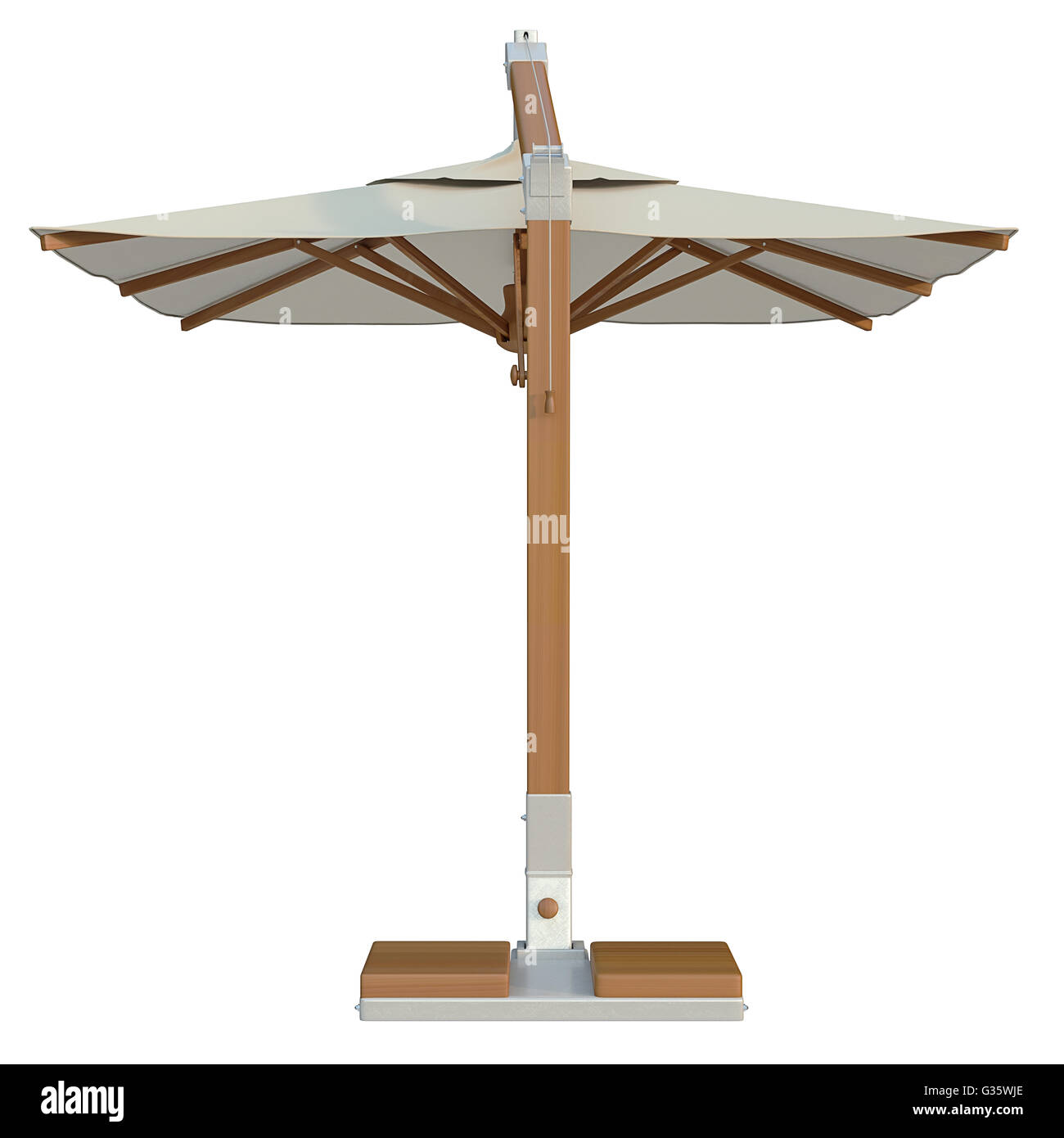 Patio modern beach umbrella, back view Stock Photo - Alamy