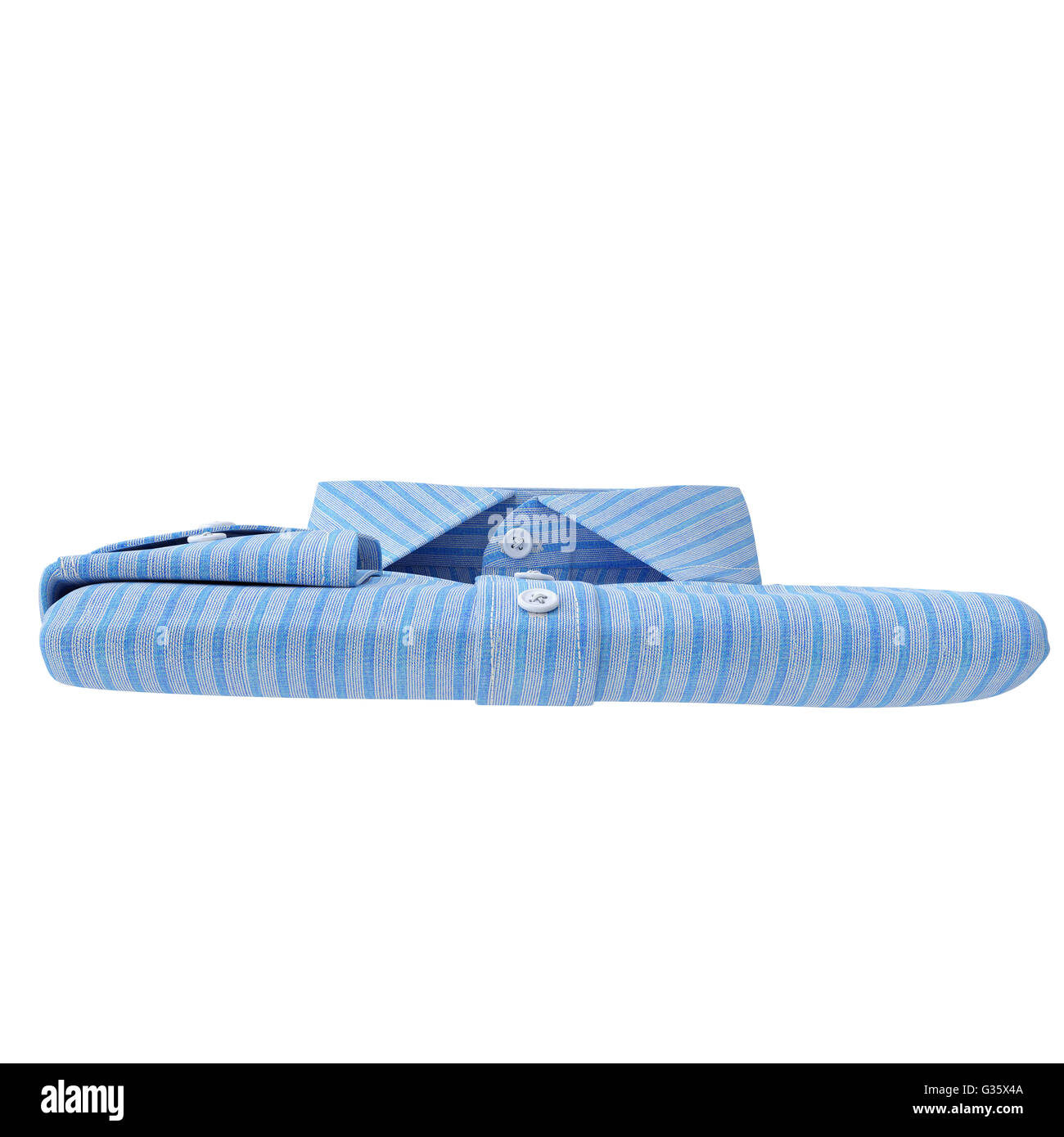 Classic folded shirt blue, front view Stock Photo - Alamy