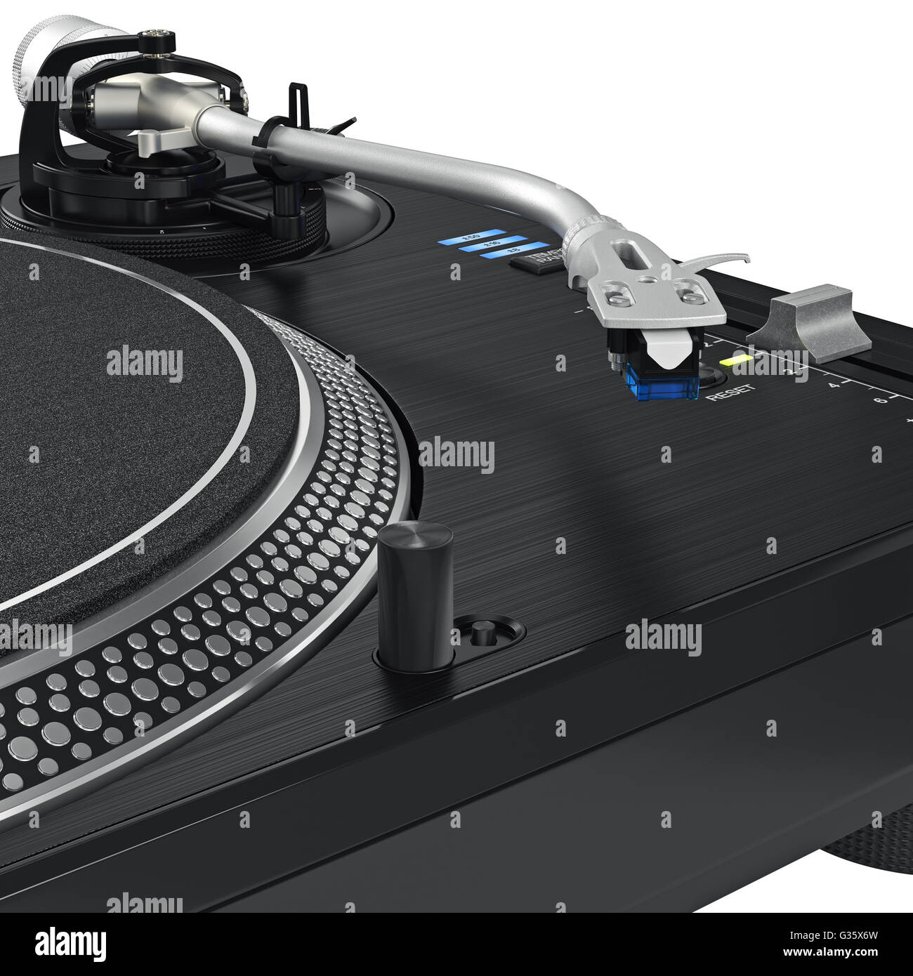 Vinyl needle record dj turntable, close view Stock Photo - Alamy
