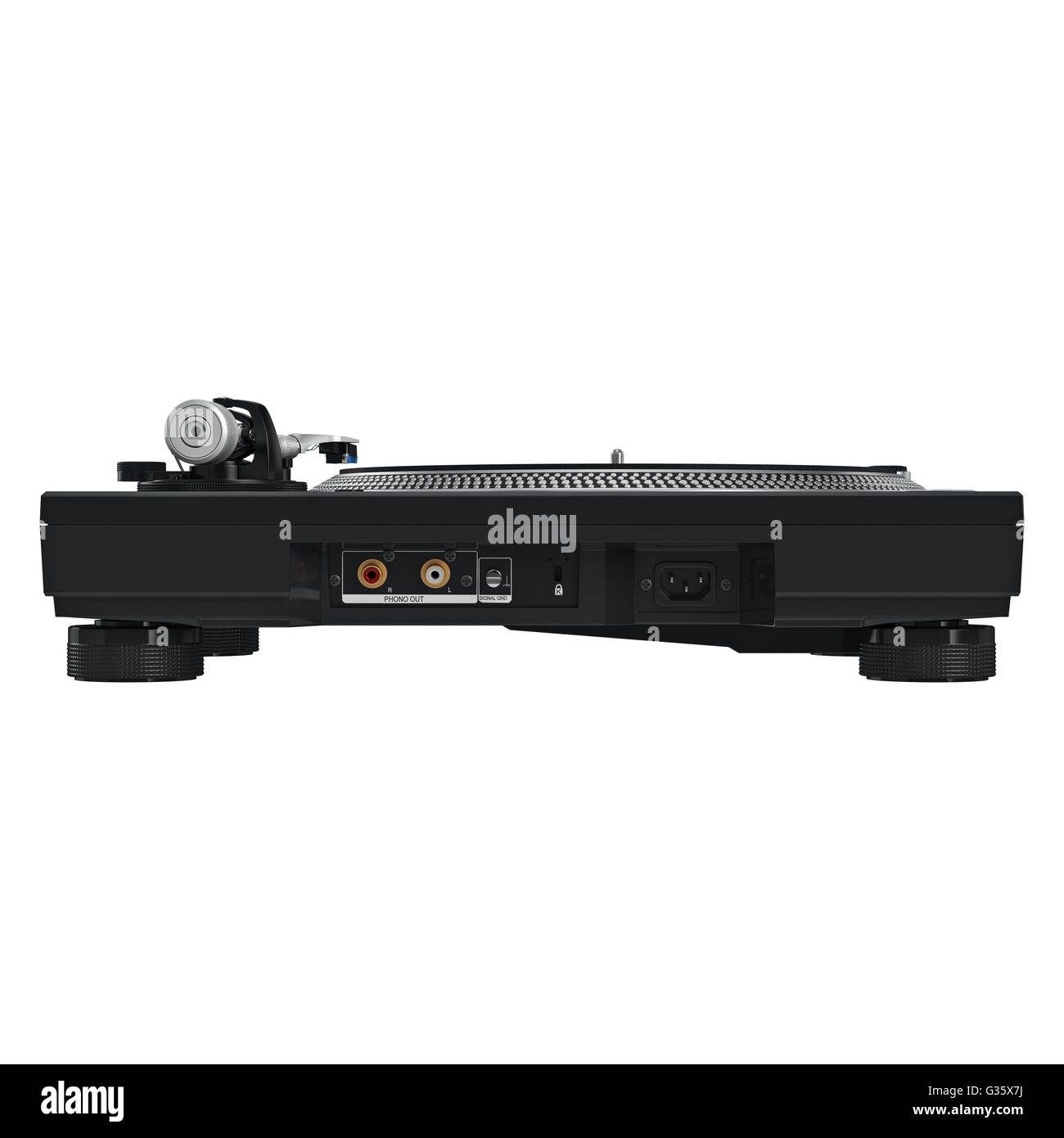 Panel dj vinyl player, back view Stock Photo - Alamy