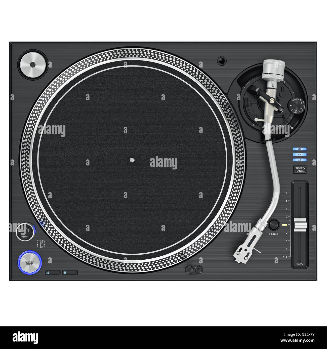 Dj turntable mixer equipment, top view Stock Photo - Alamy