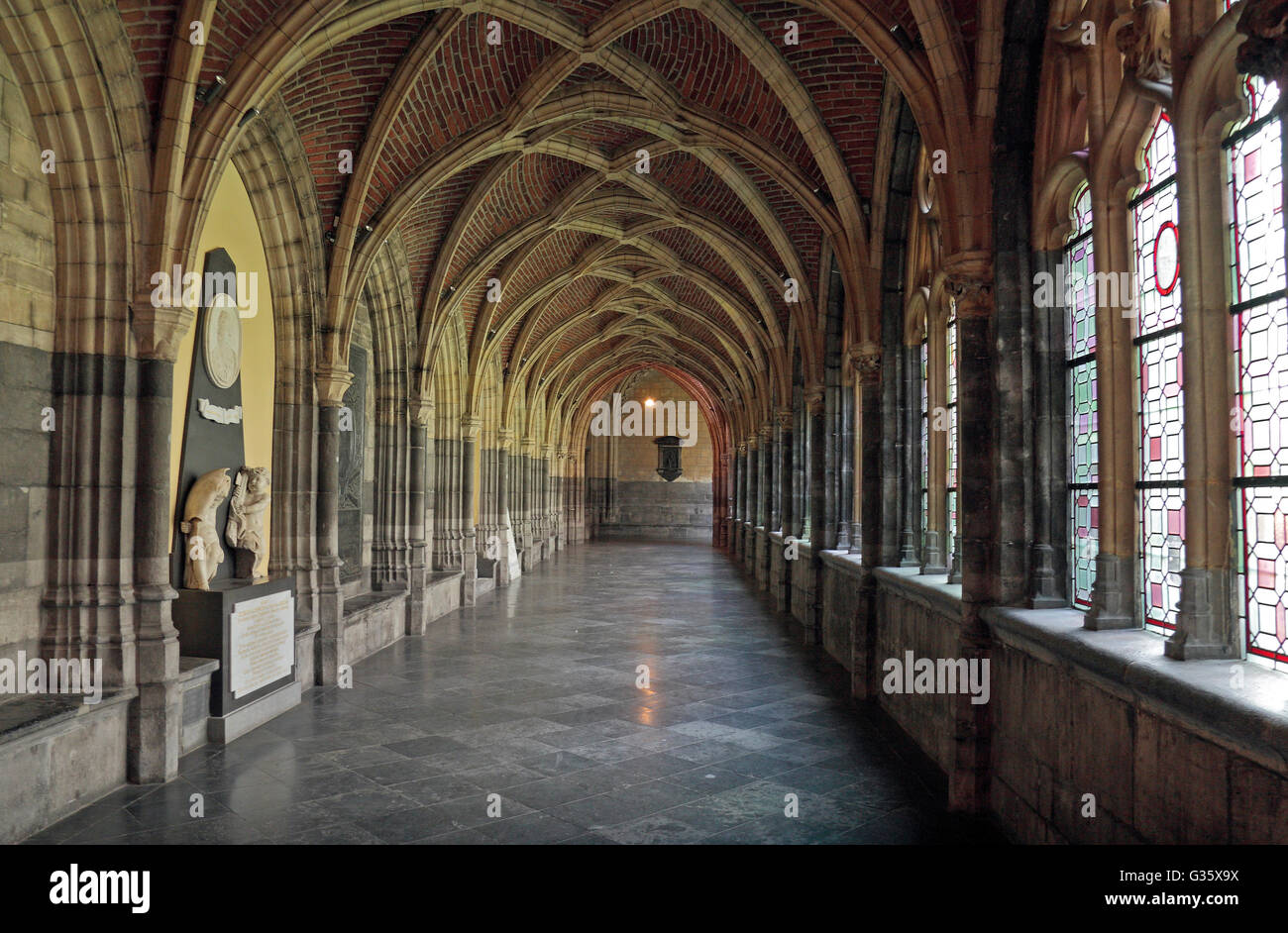The cloister inside Liege Cathedral (St. Paul's Cathedral) in Liege ...