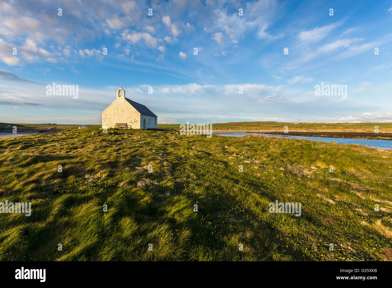 St. Cwyfan's Church, Cribinau, nr Aberffraw, Anglesey, Wales Uk Stock ...