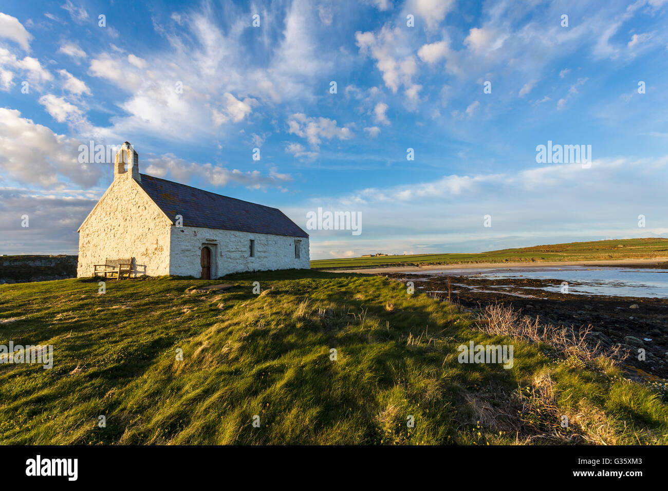 St. Cwyfan's Church, Cribinau, nr Aberffraw, Anglesey, Wales Uk Stock ...