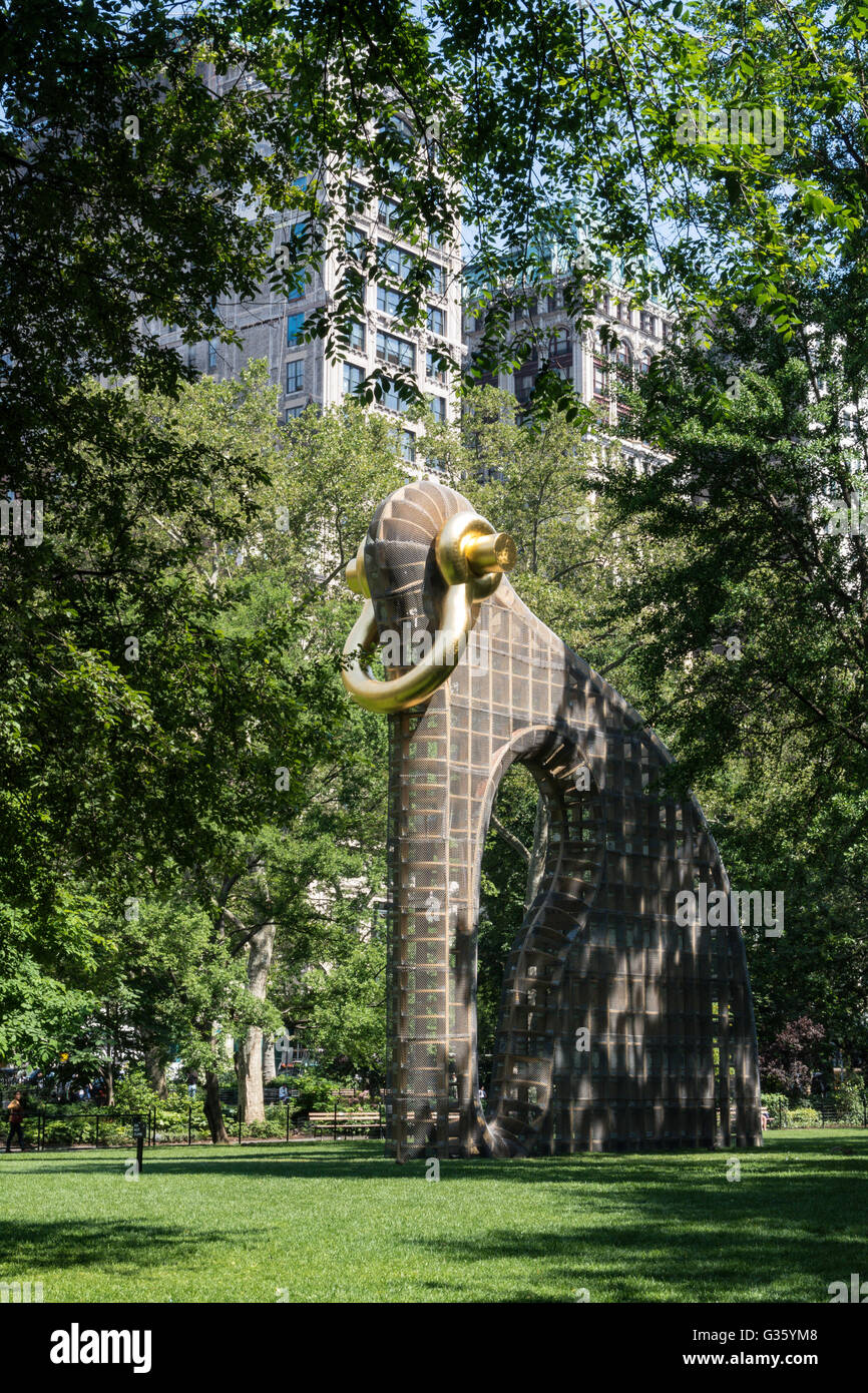 Martin Puryear Sculpture "Big Bling" in Madison Square Park, NYC Stock ...