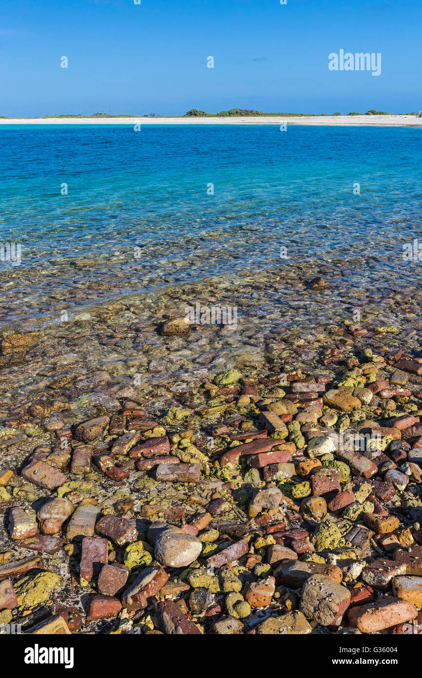 Rocky beach outside Fort Jefferson on Garden Key in Dry Tortugas ...