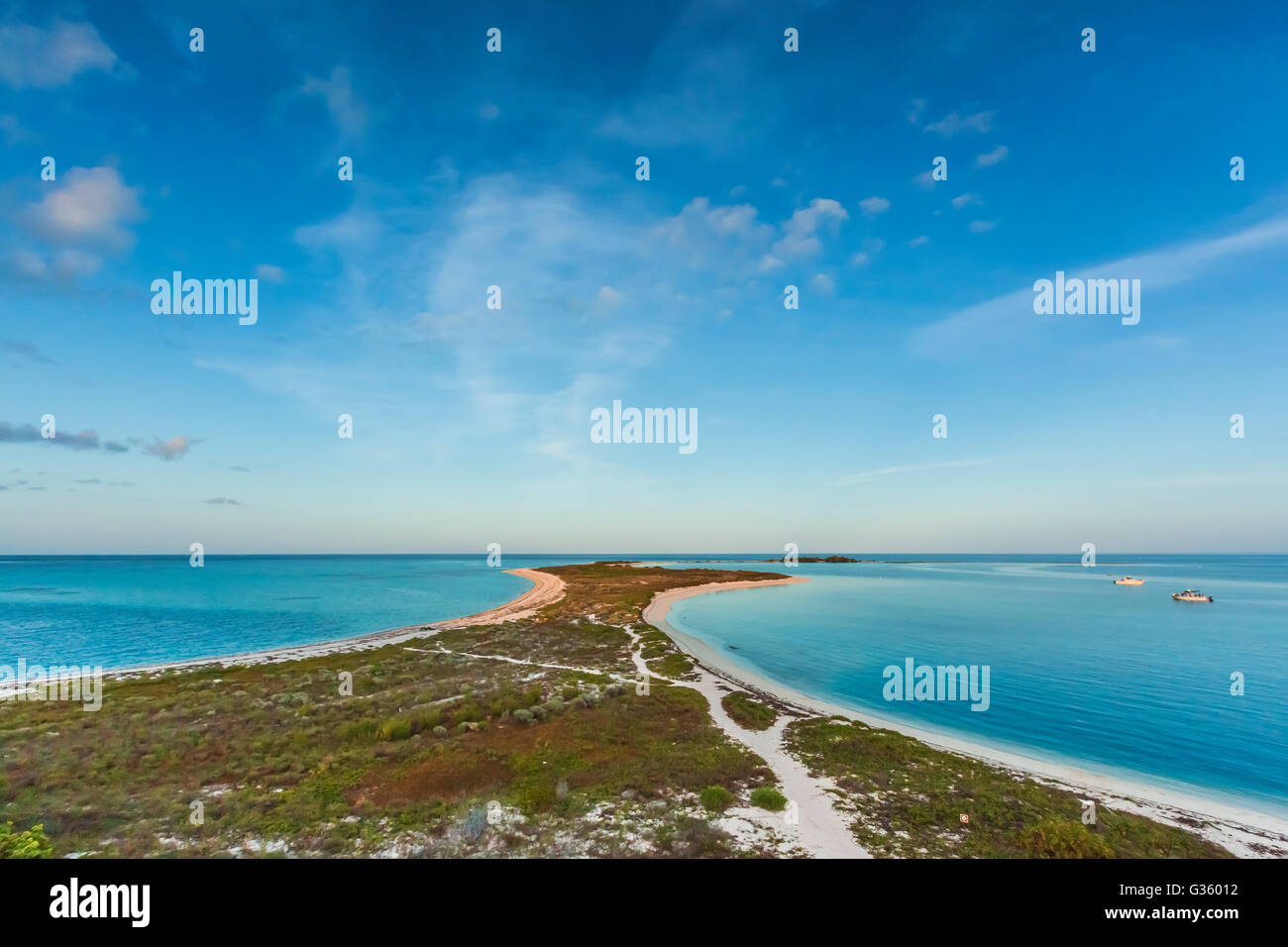 Bush Key viewed from the top of Fort Jefferson, on Garden Key, Dry ...