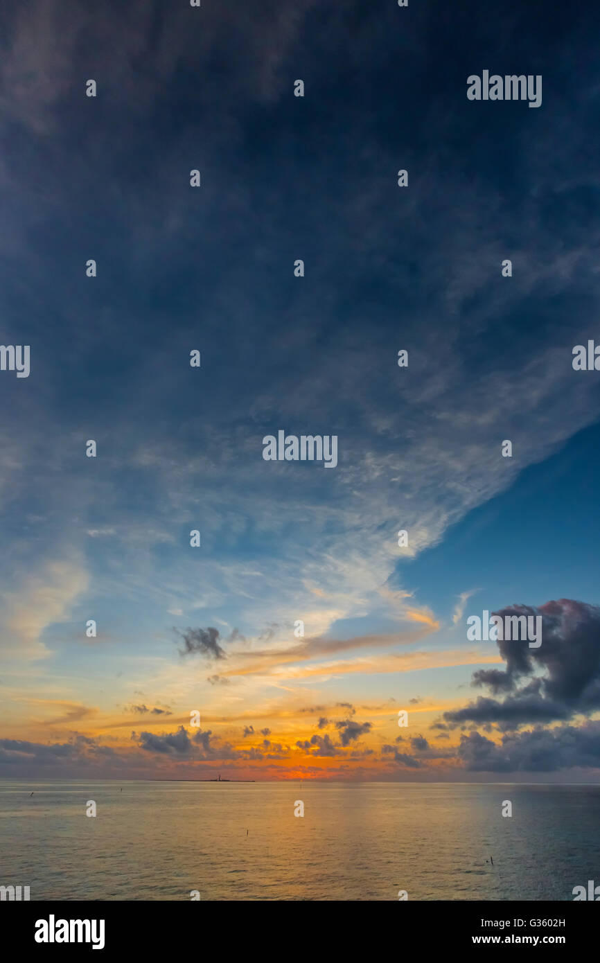 Beautiful sunset over the Gulf of Mexico, viewed from Fort Jefferson on ...